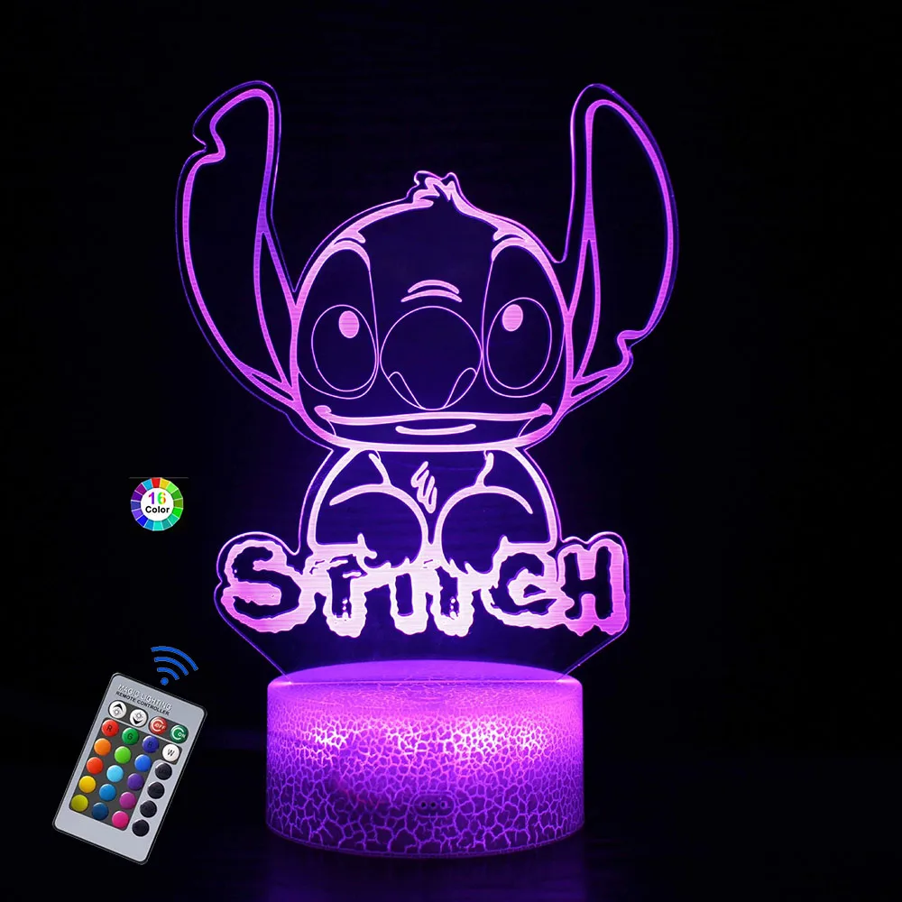 Stitch & Angel Cuddling Night Light – 3D LED Lamp with 16 Colors ...