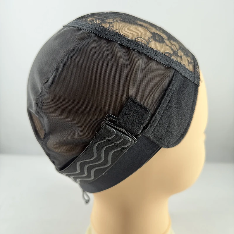 Full stretchy black wig caps for making adjustable wigs and snap hook ...