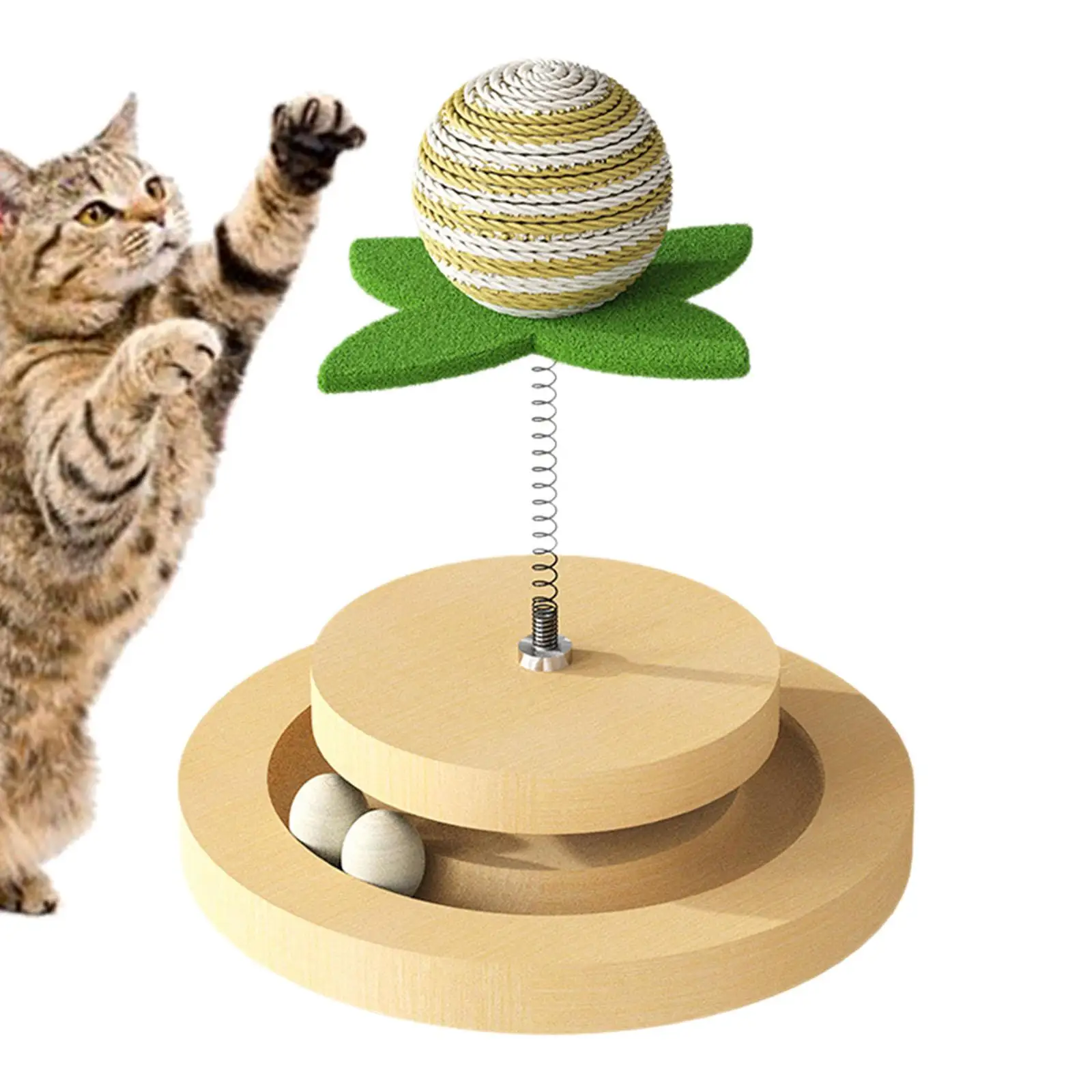 Cat-Ball-Track-Toy-with-Sisalball-with-Wooden-Track-Balls-Playing-Game ...