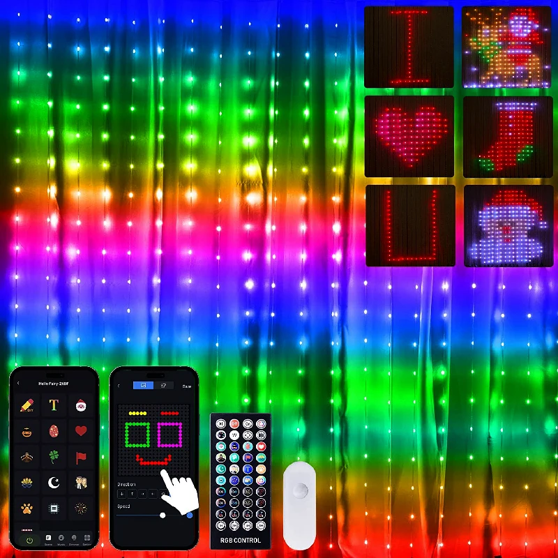 Programmable Christmas Led Curtain - Rgb Curtain Window Lights 400 Led ...