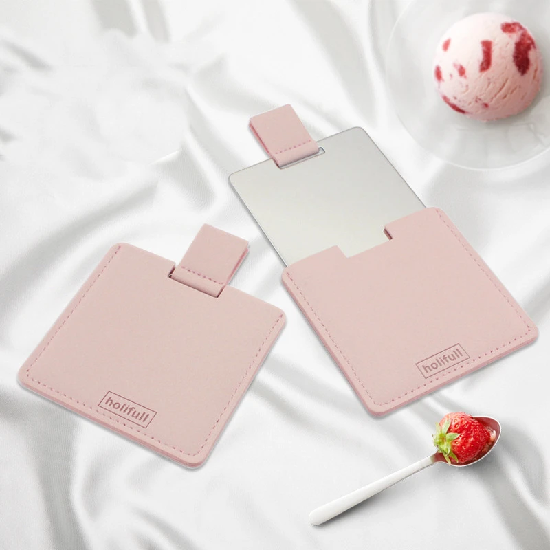 Stainless-Steel-Makeup-Mirror-with-Leather-Sheath-Portable-Square ...