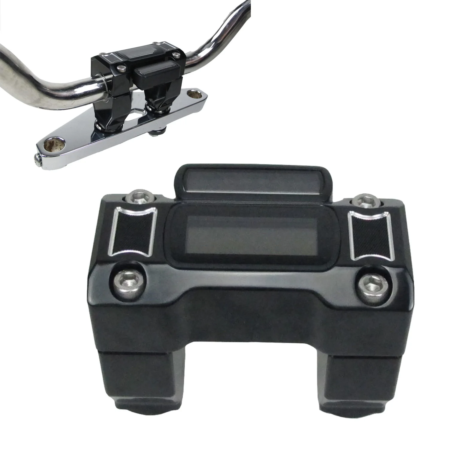 Black 2.4 Height 1 1/4" Handllebars Riser Kit With Gauge Cutout For ...