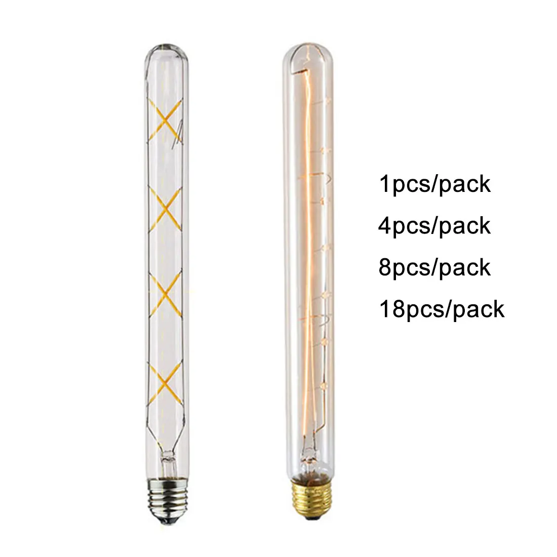 L30cm Long 4W 6W 8W LED Tube Edison Bulb Retro Lamp Vintage T300 ...