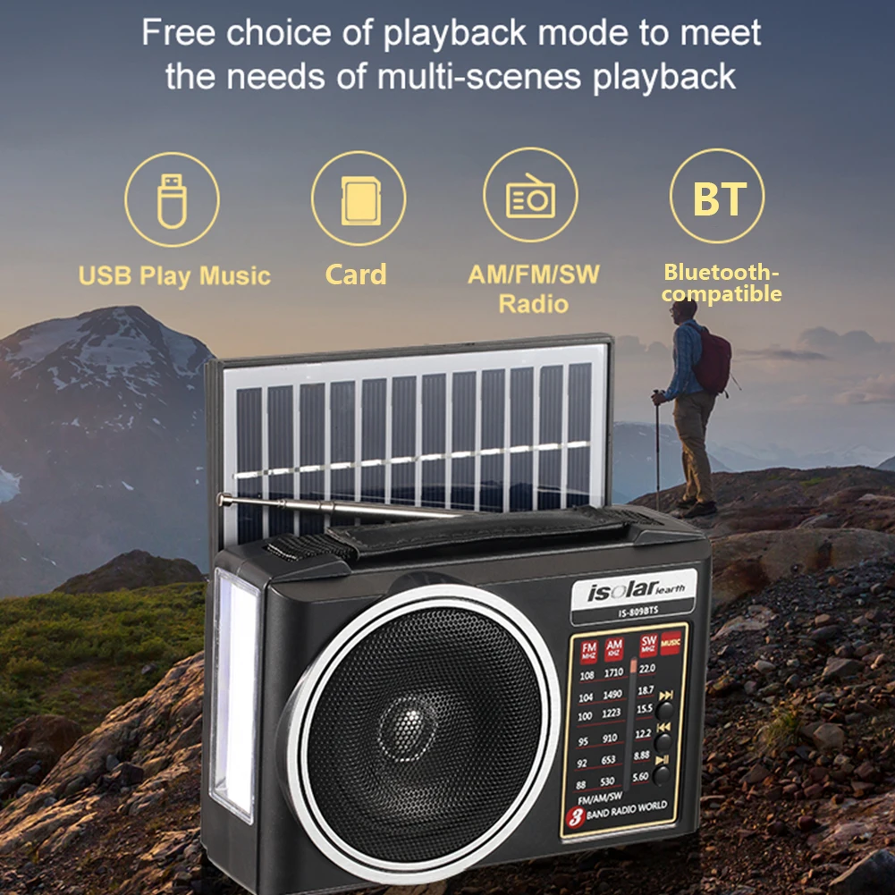 Portable-Solar-Weather-Radio-Battery-Powered-Bluetooth-compatible ...