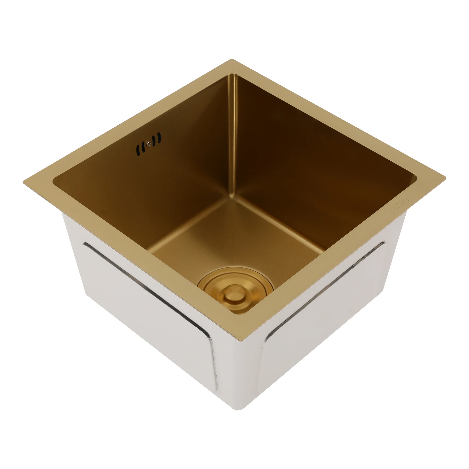 PVD Gold Kitchen Sink Stainless Steel Sink 15x15 Inch Single Bowl with ...