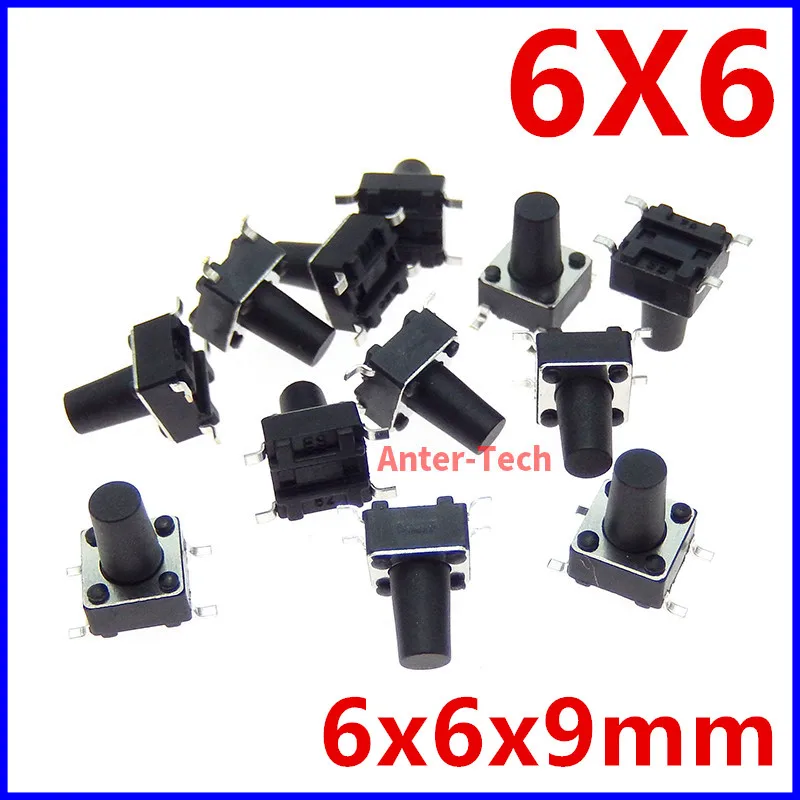 50PCS SMT 6*6* 9 6X6X9 6X6X9mm 4PIN patch switch Micro push button ...
