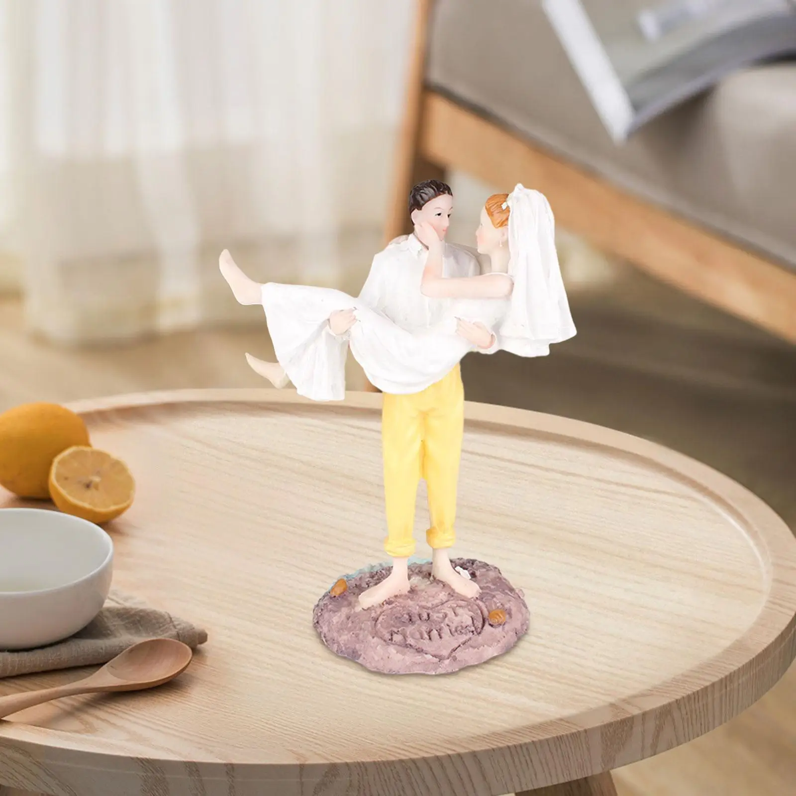 Wedding Cake Topper Bride and Groom Figurines, Miniature Scene People ...