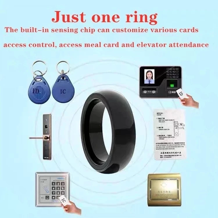 Dual-Chip-Encrypted-Access-Card-Black-Ring-Attendance-Elevator-NFC ...