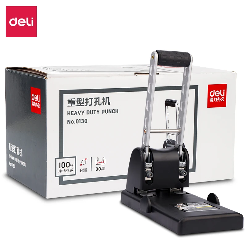 Deli-0130-2-Hole-Heavy-Duty-Punch-6mm-Desk-Punch-100-Sheets-80g-Papers ...