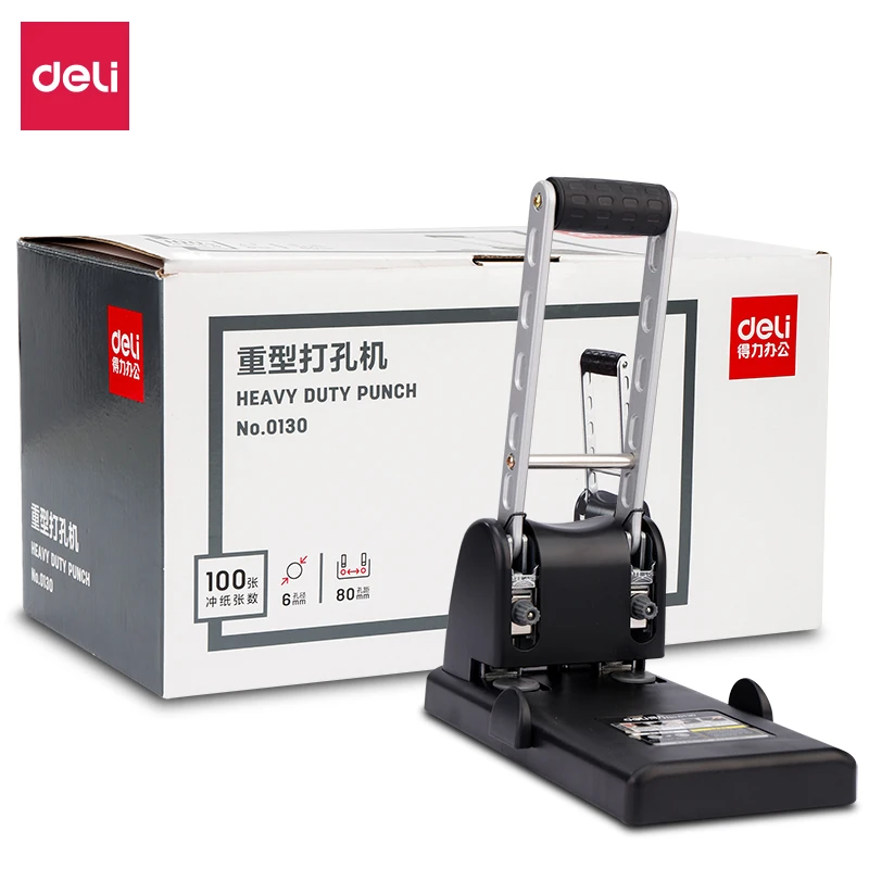 Deli 0130 Soco Pesado de 2 Furos 6mm Soco De Mesa 100 Folhas Papéis 80g ...