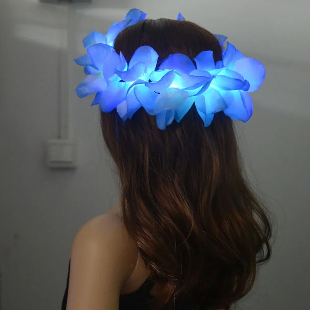 1pcs Women Girl LED Hawaii Hawaiian Lei Headband Glow Light Up ...
