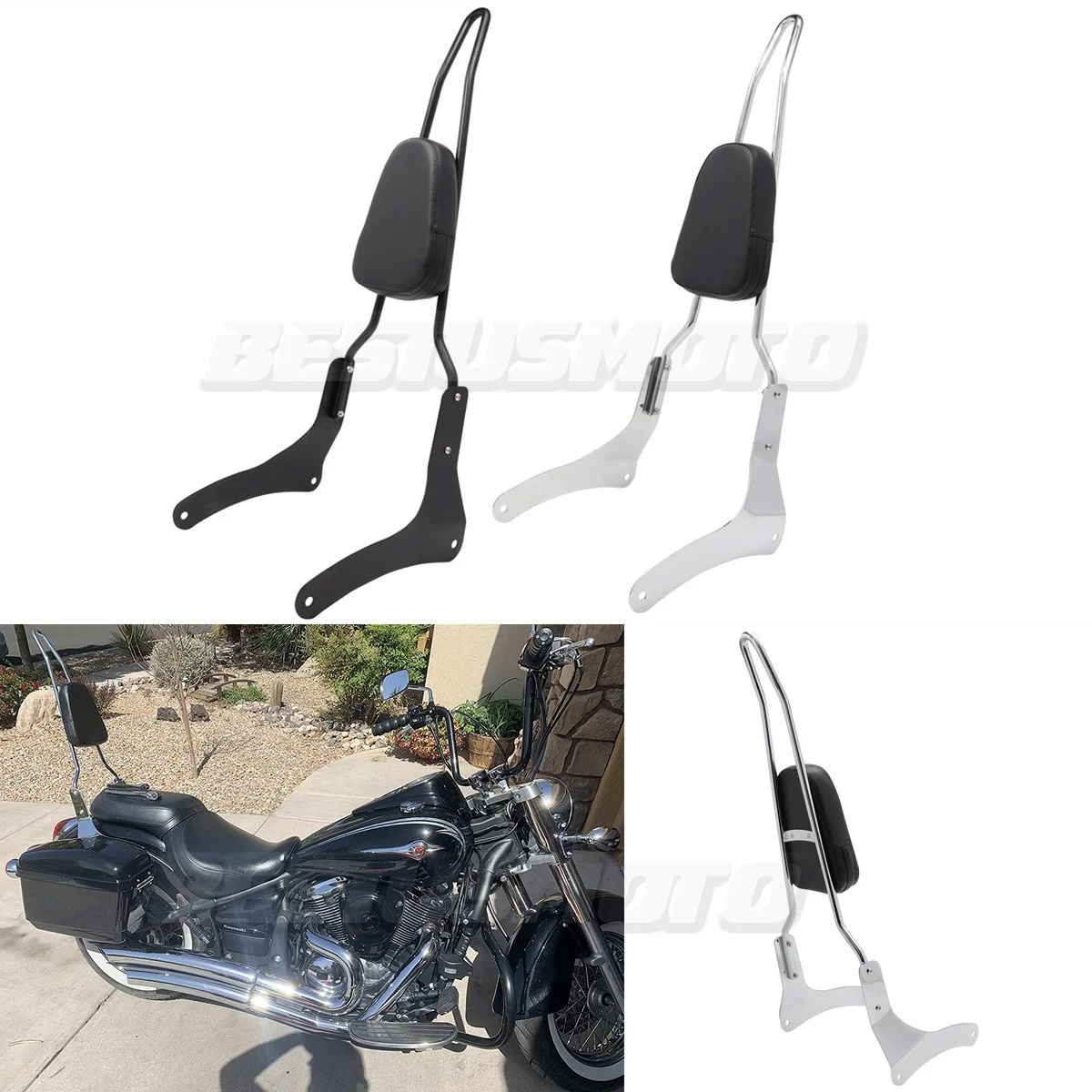 Motorcycle-Passenger-Backrest-Sissy-Bar-For-Kawasaki-Vulcan-900-VN900 ...