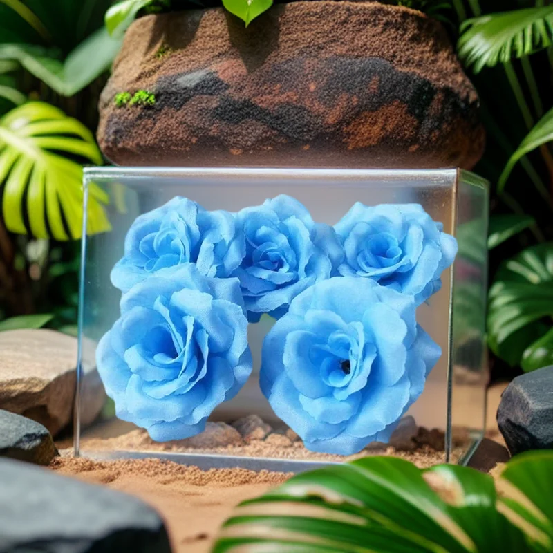 1pc-8cm-Light-Blue-Artificial-Silk-Rose-Flowers-Head-DIY-Craft-Supplies ...