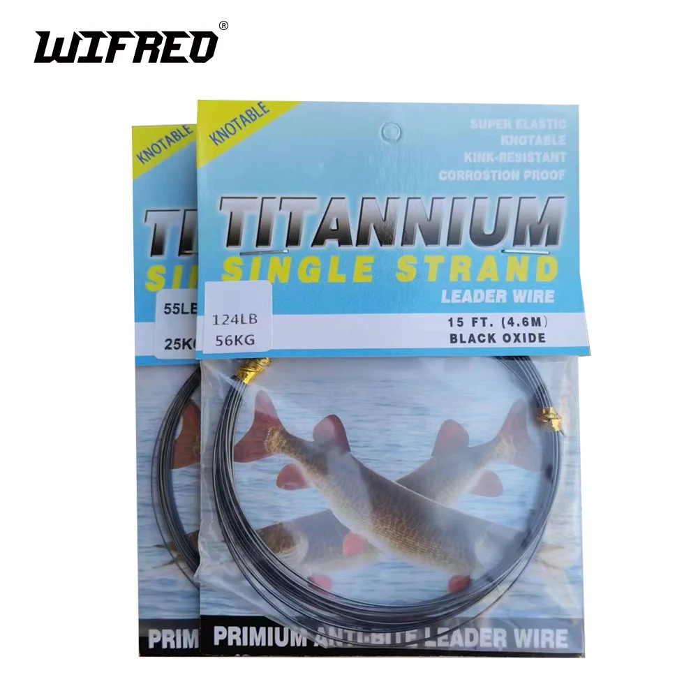 Wifreo 15ft/4.6m Kink-Resistant Titanium Fishing Leader Wire Fishing Line Saltwater Pike Big ...