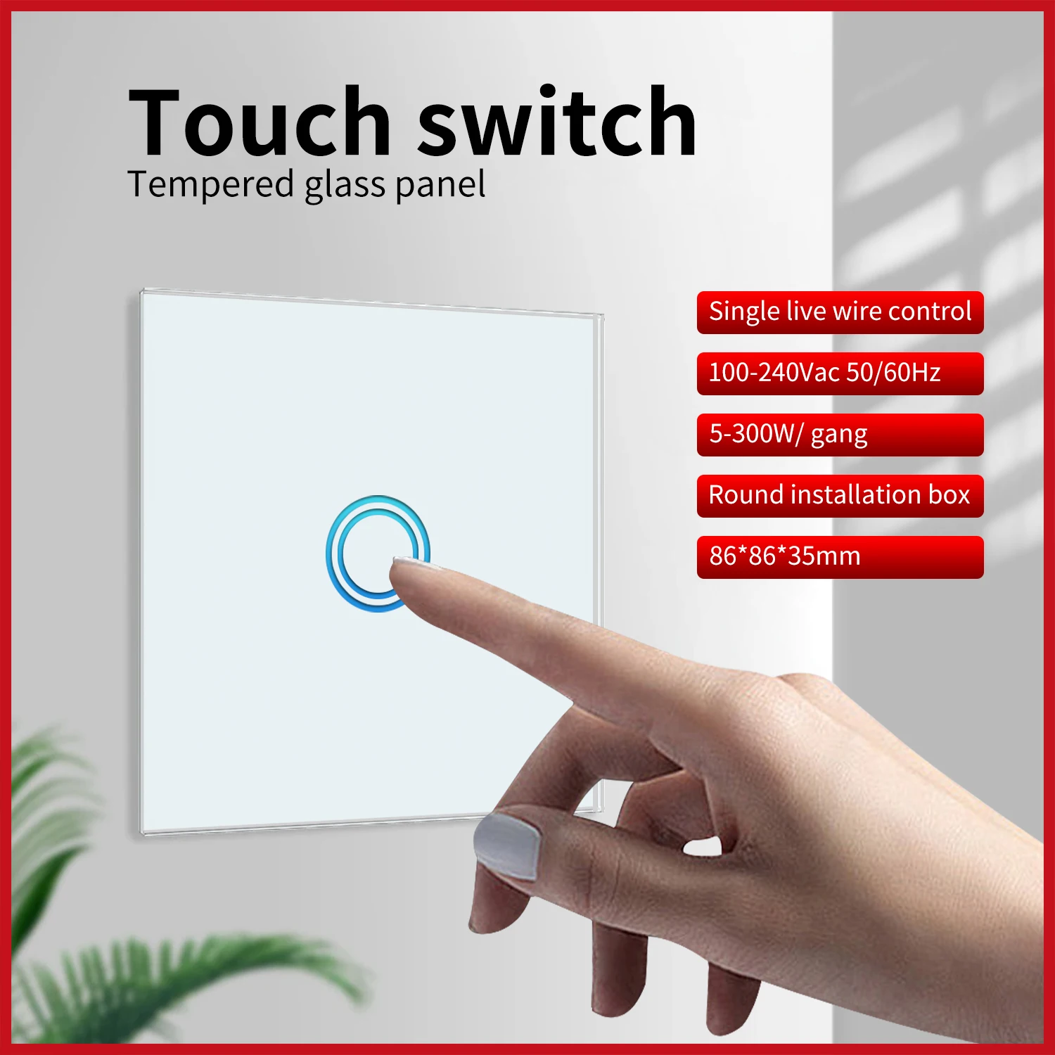 Light-Touch-Switch-Tempered-Glass-Panel-Wall-Sensor-Manual-Switches-Led-Indicator-Single-Live ...