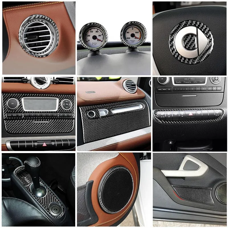Full-Set-Carbon-Fiber-Interior-Car-Stickers-For-Mercedes-Smart-451 ...