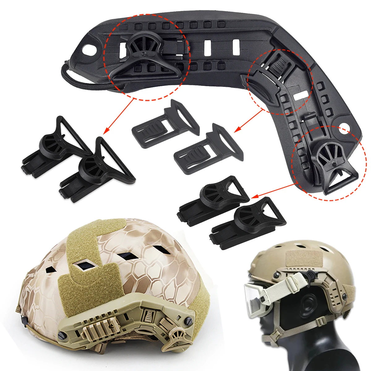 Tactical-NVG-Rotating-Clamp-Helmet-Rail-Adapters-Universal-Nylon-Fast ...