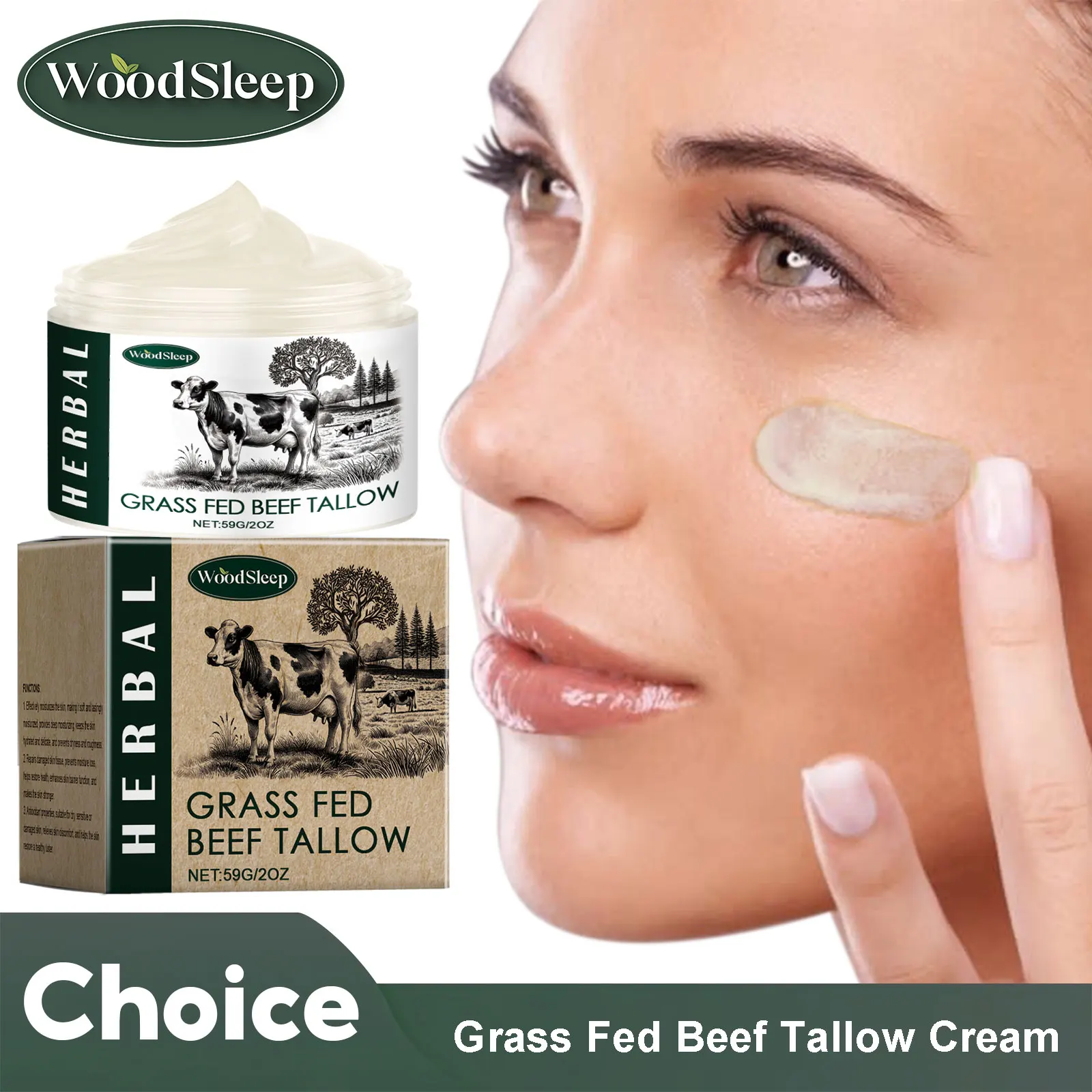 Beef Tallow Face Moisturizer Cream Honey Balm Soothing Redness Improve ...