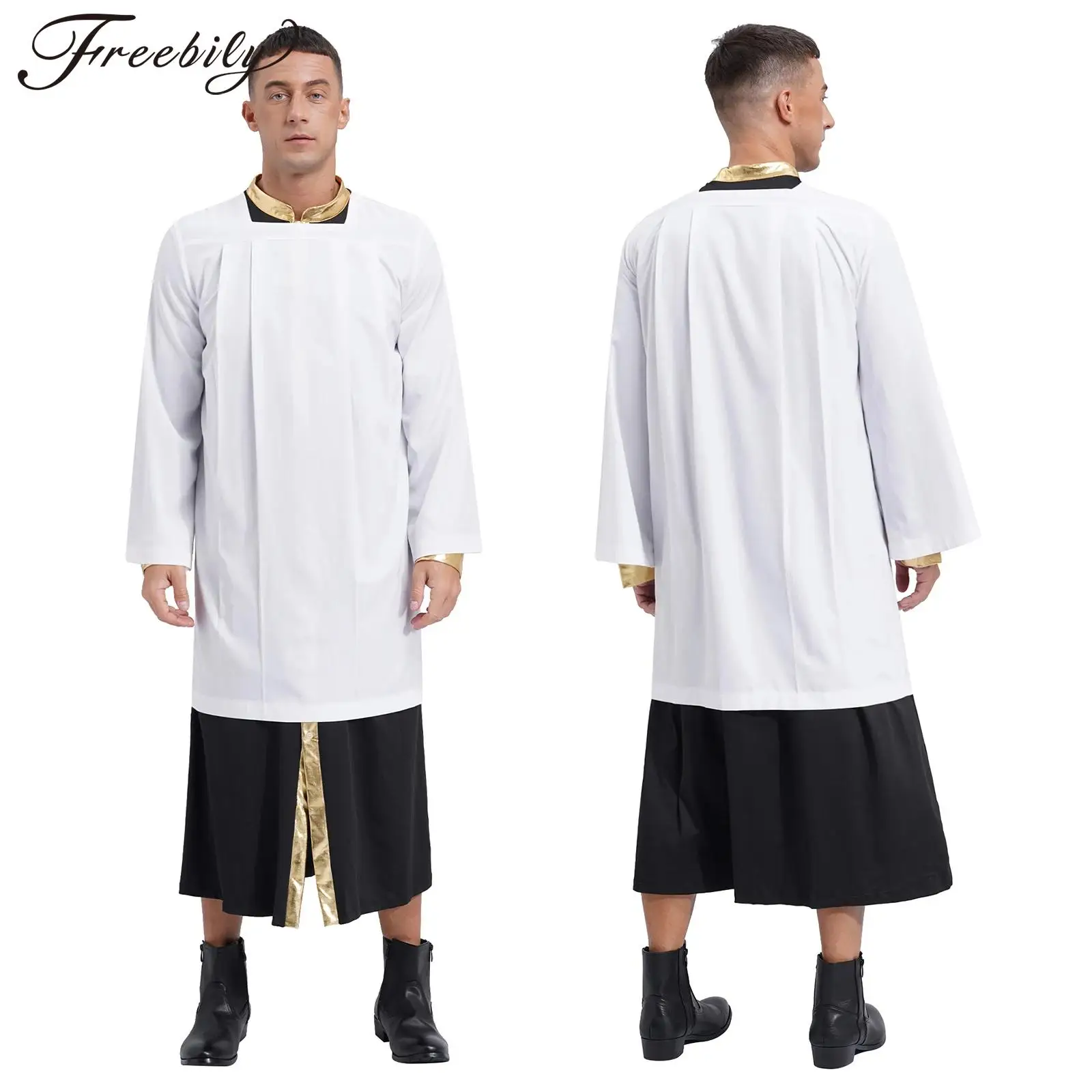 Men-Clergy-Priest-Surplice-Flare-Sleeve-Pleated-Robe-Catholic-Church ...