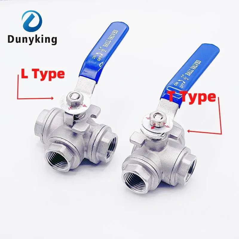 304 스테인리스 스틸 3 방향 볼 밸브 L 타입 T 타입 1/4 "3/8" 1/2 "3/4" 1 "DN8 DN10 DN15 DN20 DN25 BSP 암나사