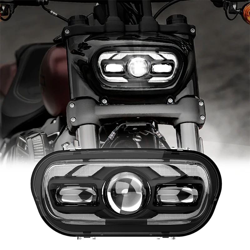 9-8-Motorcycle-LED-Headlight-Hi-Low-Beam-DRL-For-Harley-Fat-Bob-2008 ...