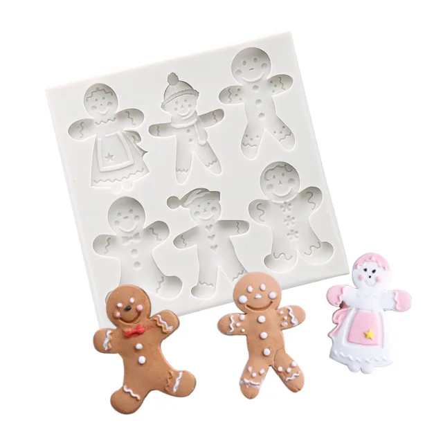 XMas Gingerbread Man Silicone Mold Christmas Party Fondant Cake ...