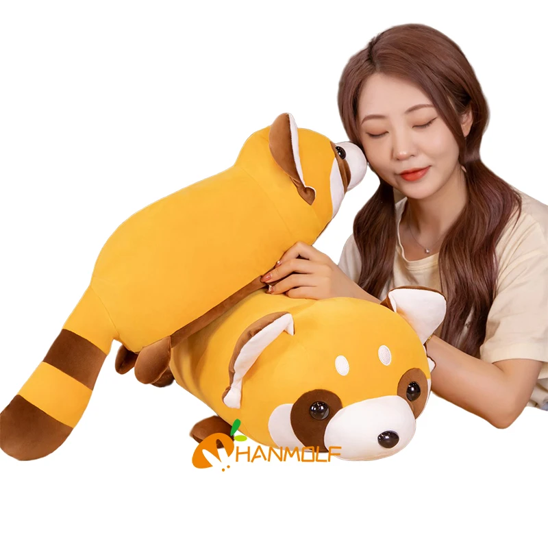 Peluche de mapache naranja de algodón suave para niños, peluche de ...