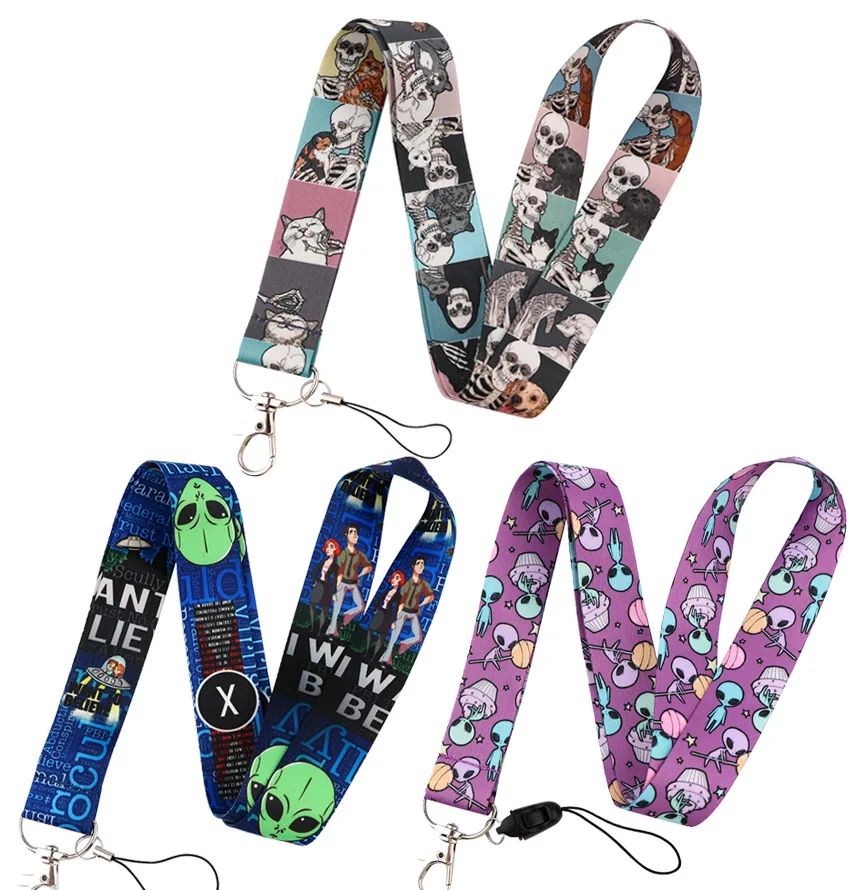 Skeleton-Alien-Cartoon-Key-Lanyard-ID-Badge-Holders-Animal-Phone-Neck ...