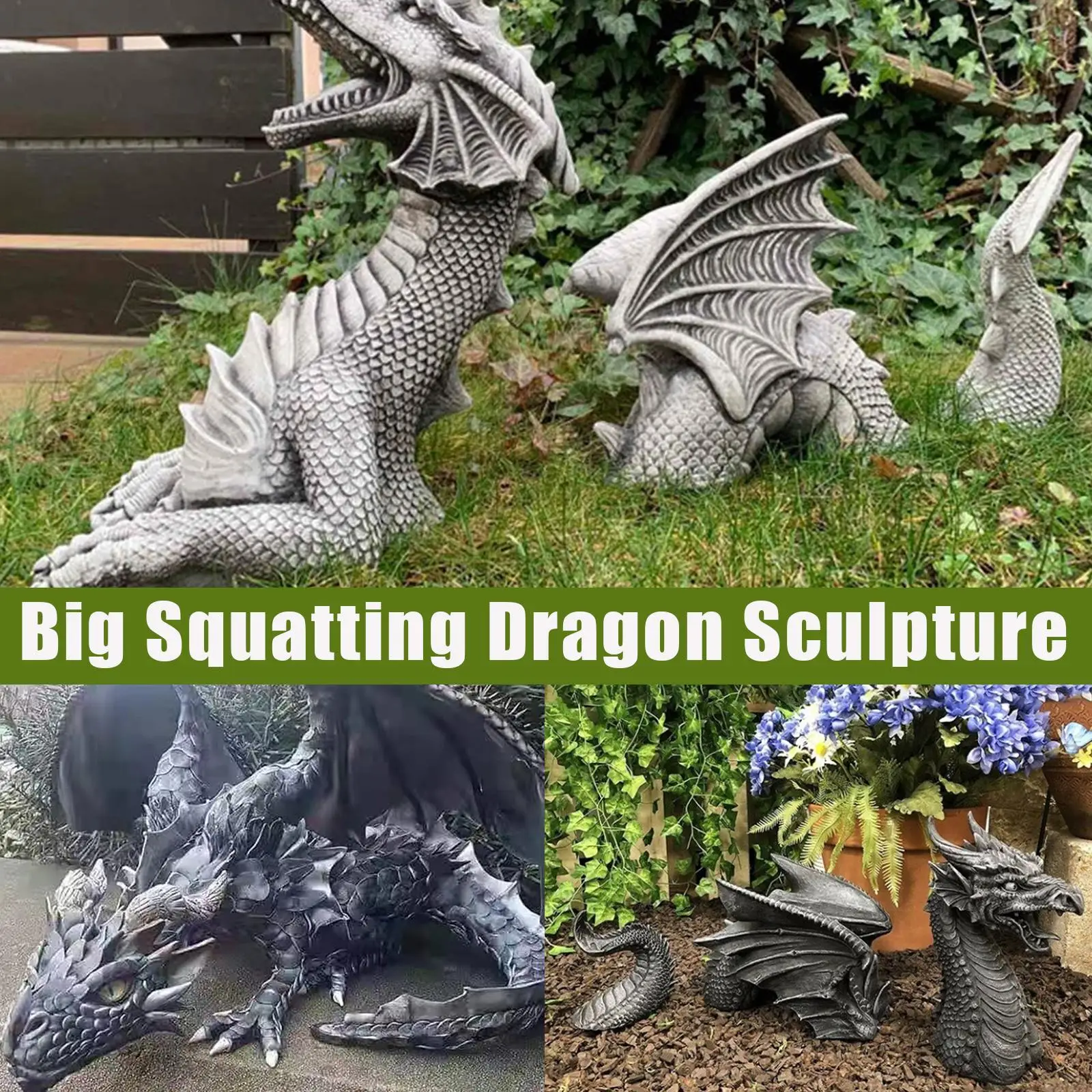 Gothic Garden Resin Dragon Statue - SilveryMart