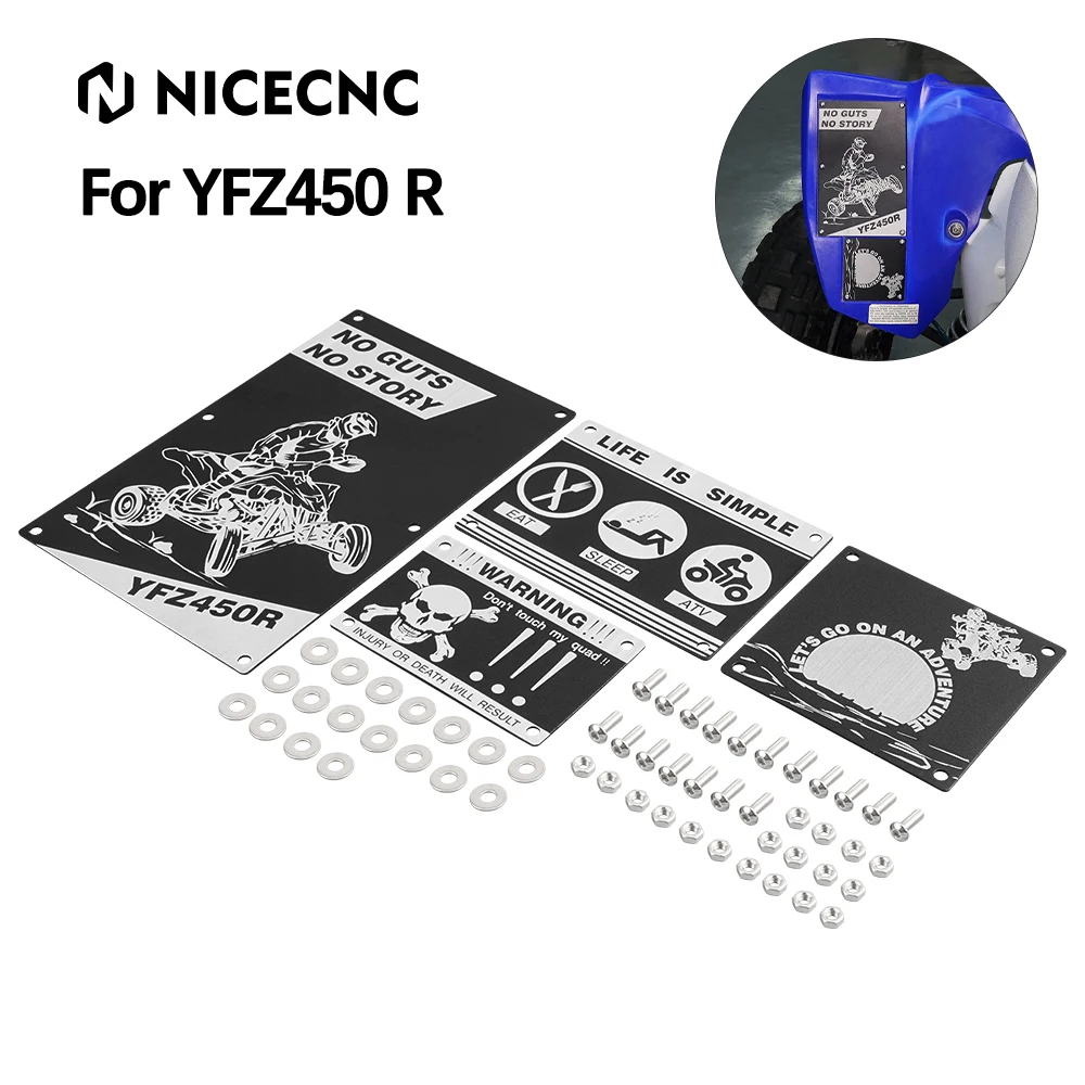 For-YFZ450-ATV-Fender-Warning-Tags-Plates-Badges-4PCS-English-Label ...