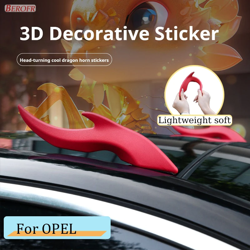 Dragon Horn 3D Stereo Car Sticker Car Roof Decoration Dragon Horn ...