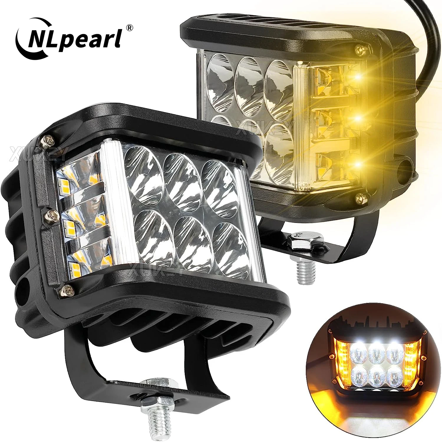 NLpearl-4-LED-Work-Light-Dual-Side-Shooter-Pod-White-Amber-Strobe-Lamp ...