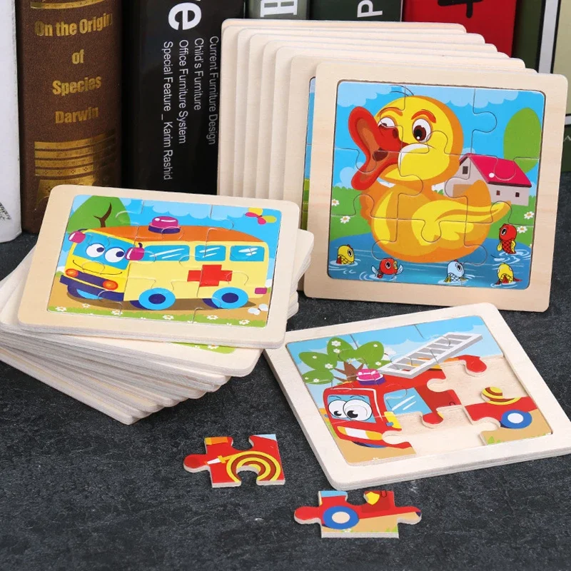 Kids Puzzles Toy Wooden Cartoon 3d Jigsaw Puzzle | Wooden Toy Cartoon 6 ...