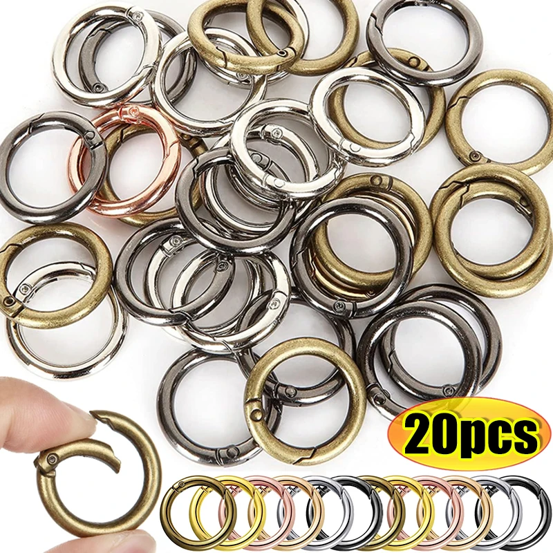 10-20pcs-Metal-O-Ring-Keyring-Spring-Buckles-DIY-Jewelry-Openable-Round ...