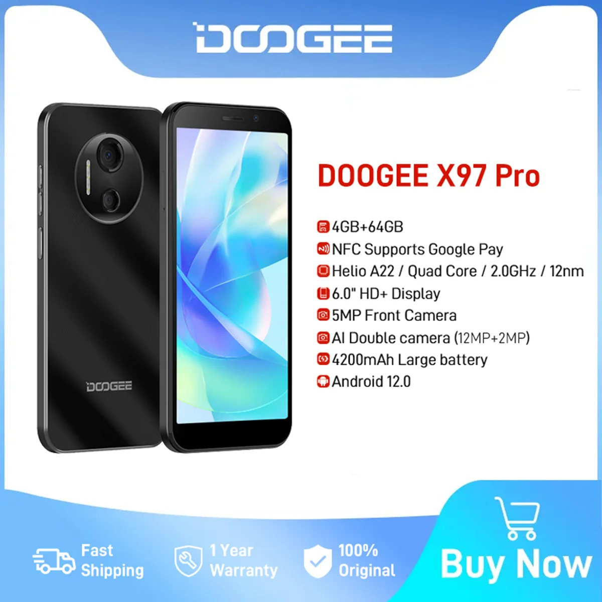 DOOGEE-X97-Pro-Smartphone-6-0-HD-Display-4GB-64GB-Helio-G25-Octa-Core ...