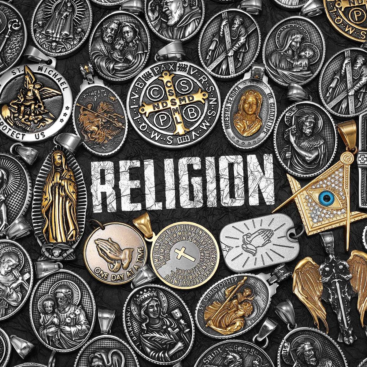 Angel Wing Cross Jesus Masonic Amulet Stainless Steel Men Necklaces ...