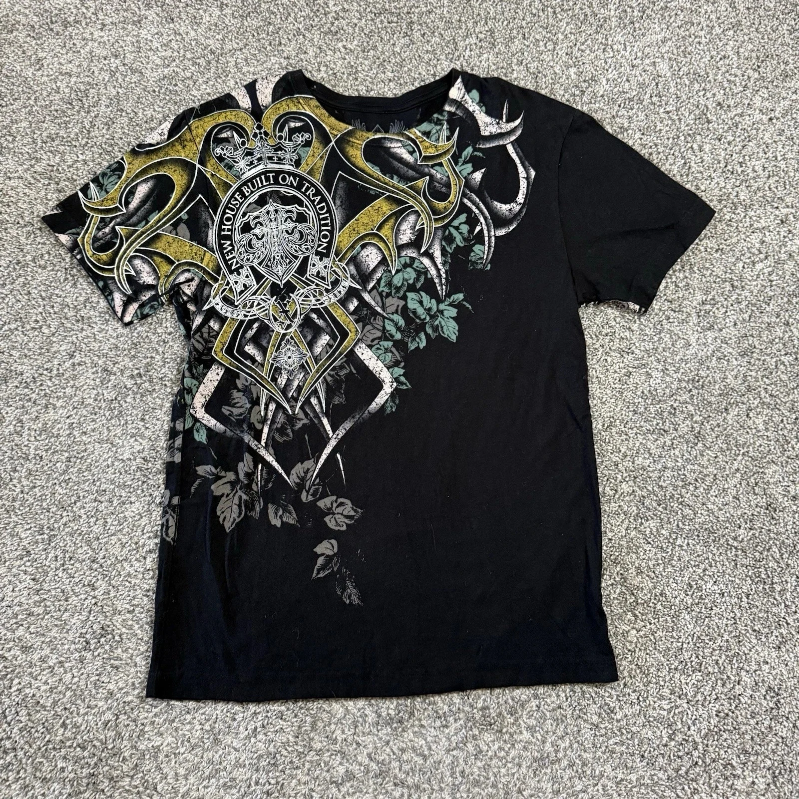 Xzavier Unlimited Shirt Mens Black Winged Cross Gothic Grunge Y2K retro ...