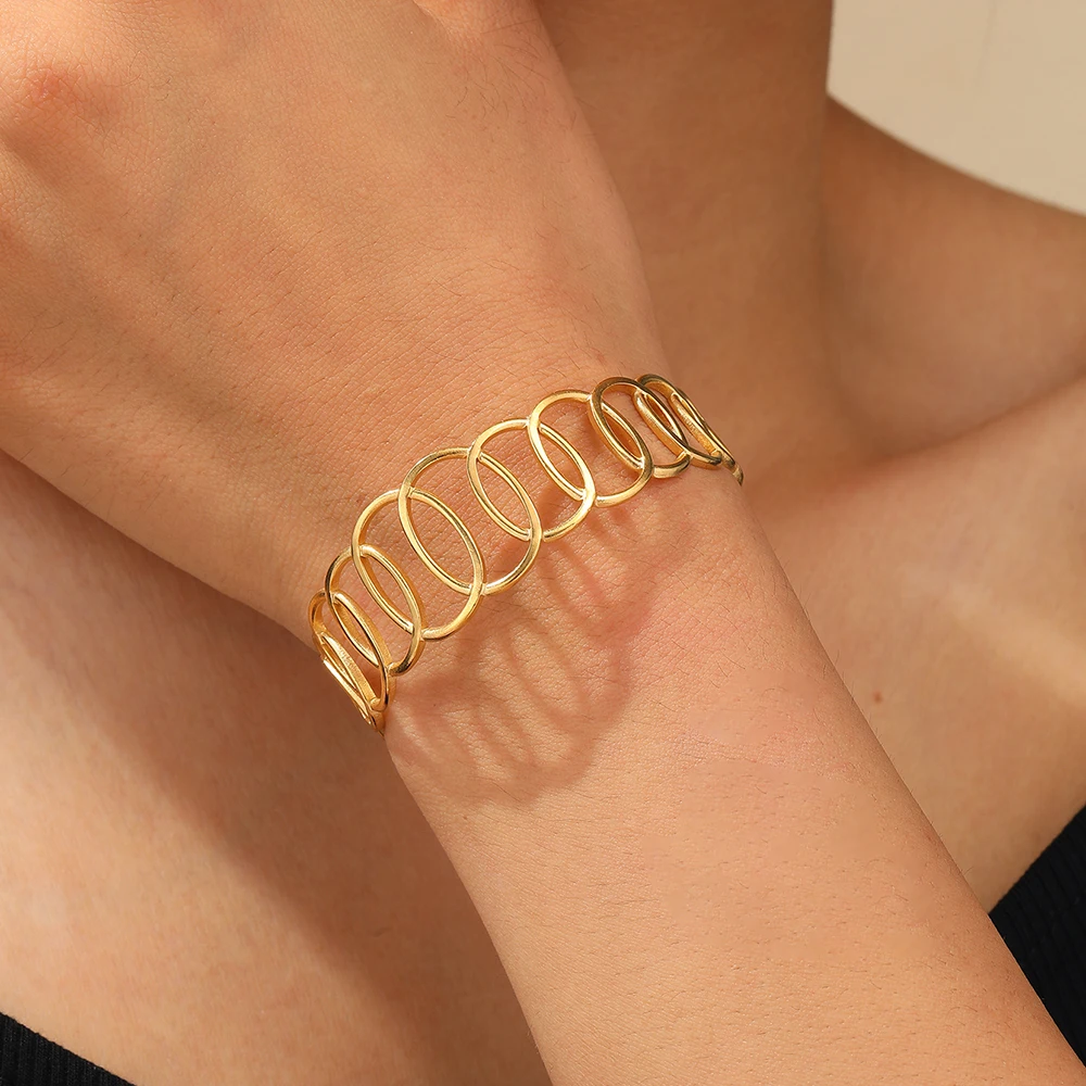 Pulsera-de-acero-inoxidable-con-cierre-de-anillo-ovalado-geom-trico ...