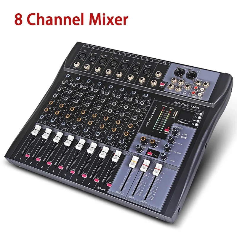 8-Channel-Audio-DJ-Mixer-48V-Output-Mixing-Console-USB-bluetooth-Play ...