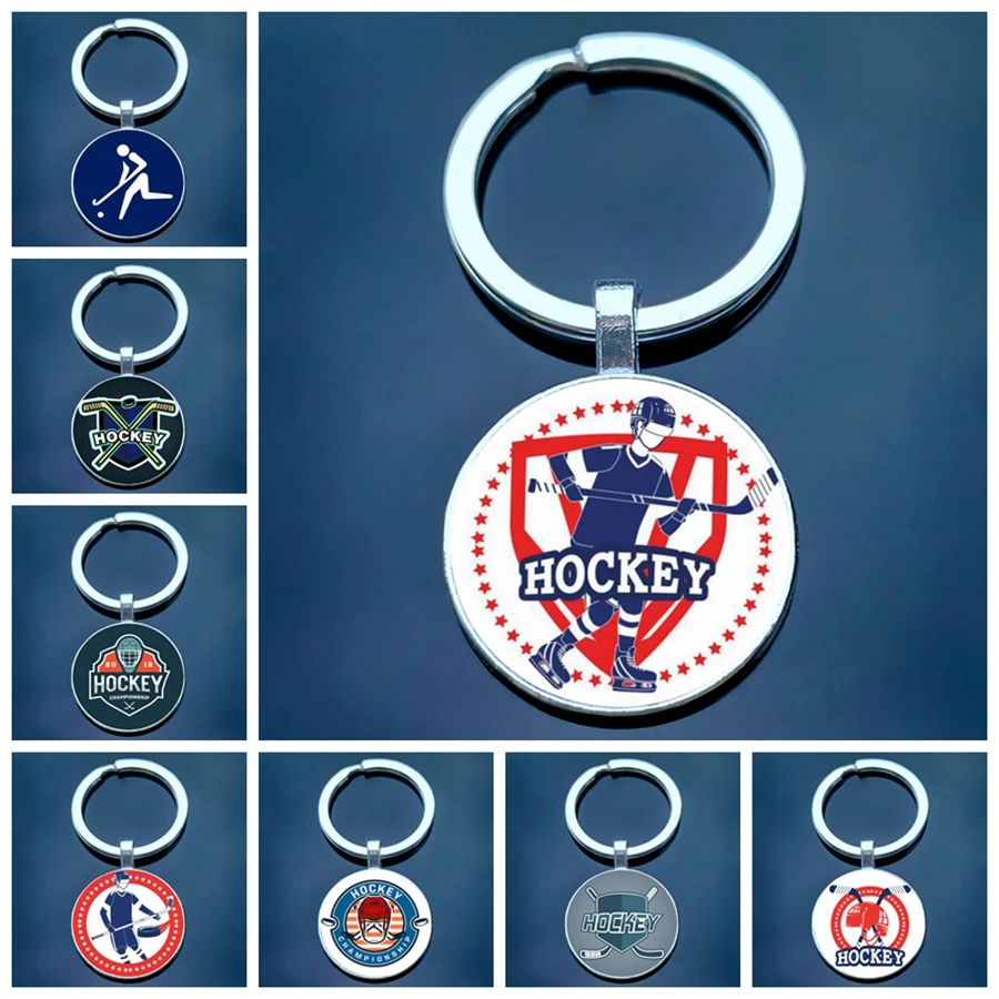 New Arrival I Love Hockey Sports Key Chain Hockey Cartoon Logo Glass ...