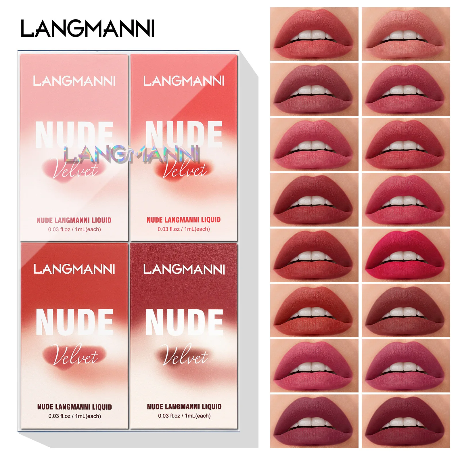 Langmanni-16-piece-Lip-Gloss-Set-Matte-Velvet-4-pack-Long-Lasting ...
