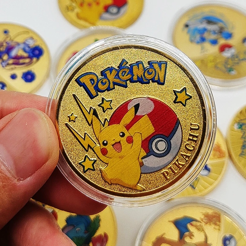 Gold Pokemon Coins Pikachu Commemorative Coins Metal Pokemon Letters ...