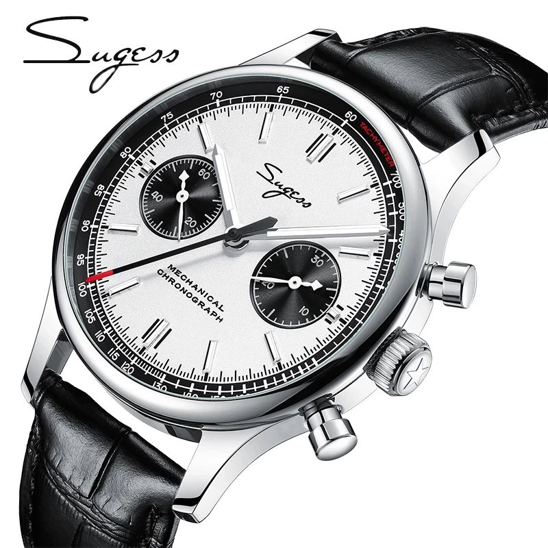 Sugess Panda Chronograph Mechanical Mens Watch Seagull Movement st1901 ...