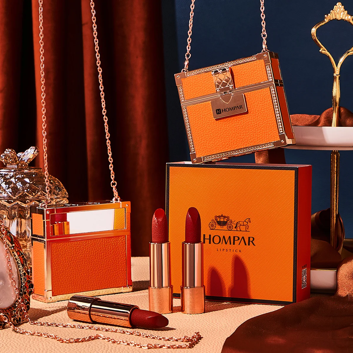 Leather-Bag-Bright-Color-Velvet-Lipstick-Set-Small-Sachet-Chain-Gift ...