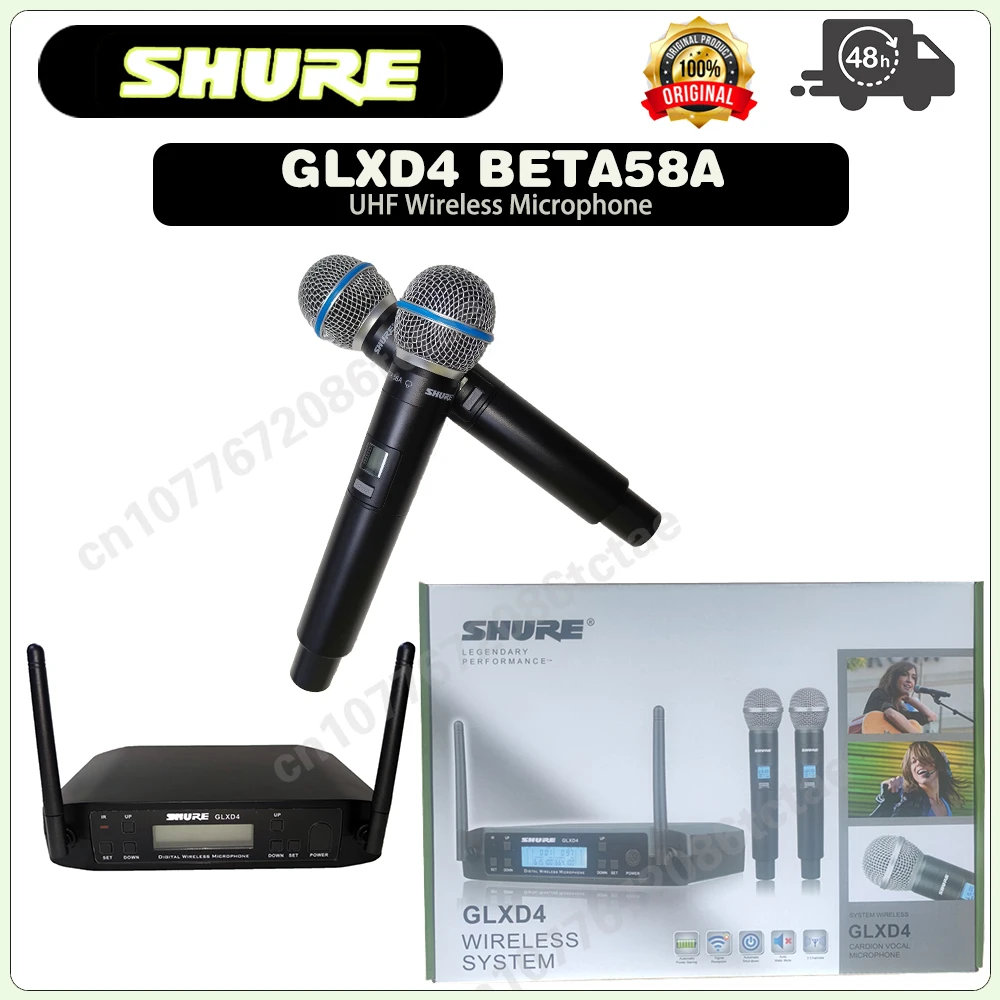 SHURE-GLXD4-BETA-58A-Wireless-Microphone-UHF-Dynamic-Mic-Professional-Broadcast-Handheld-Party ...
