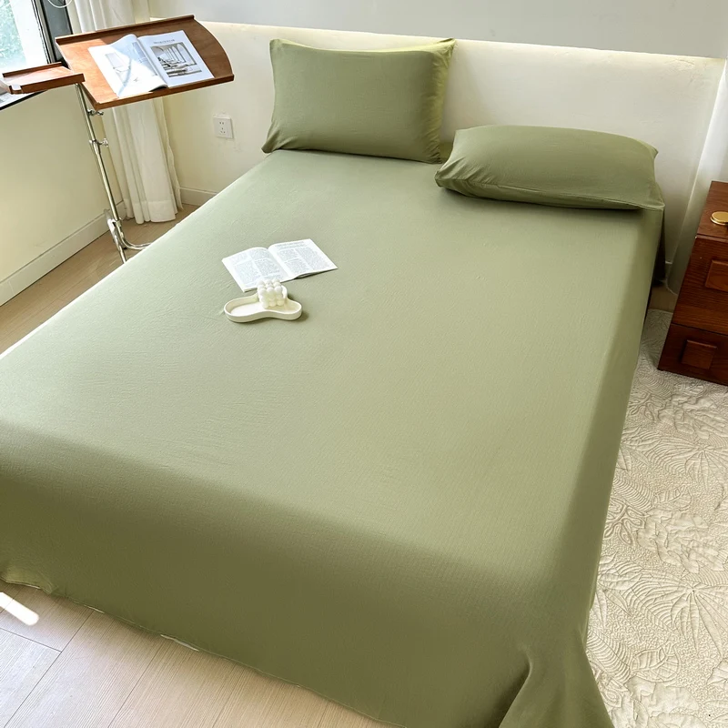 Polyester-Cotton-Bed-Sheet-Skin-friendly-Soft-Solid-Color-Jacquard ...