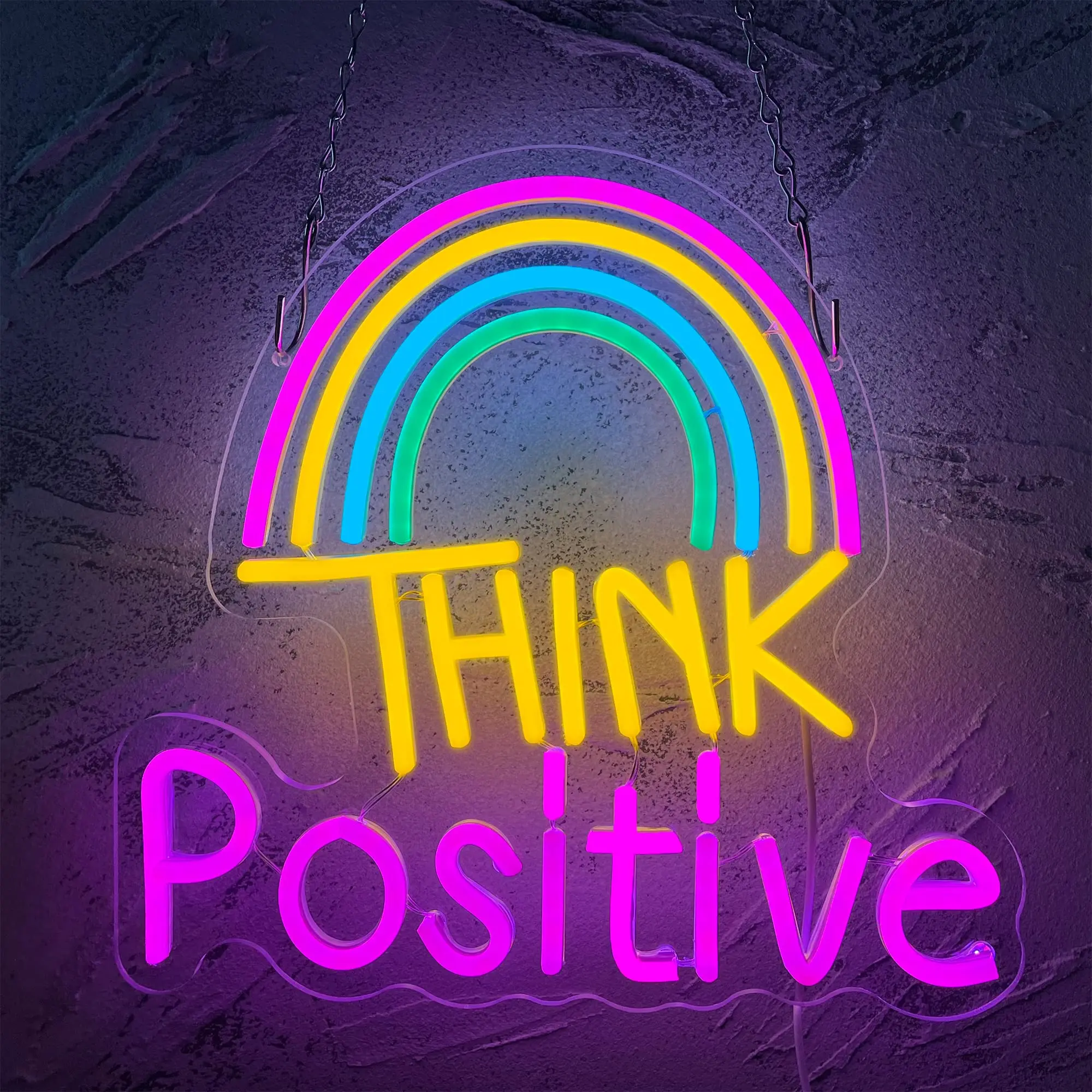 Think-Positive-Neon-Sign-LED-Lights-USB-Signs-Bedroom-Room-Bar-Pub ...