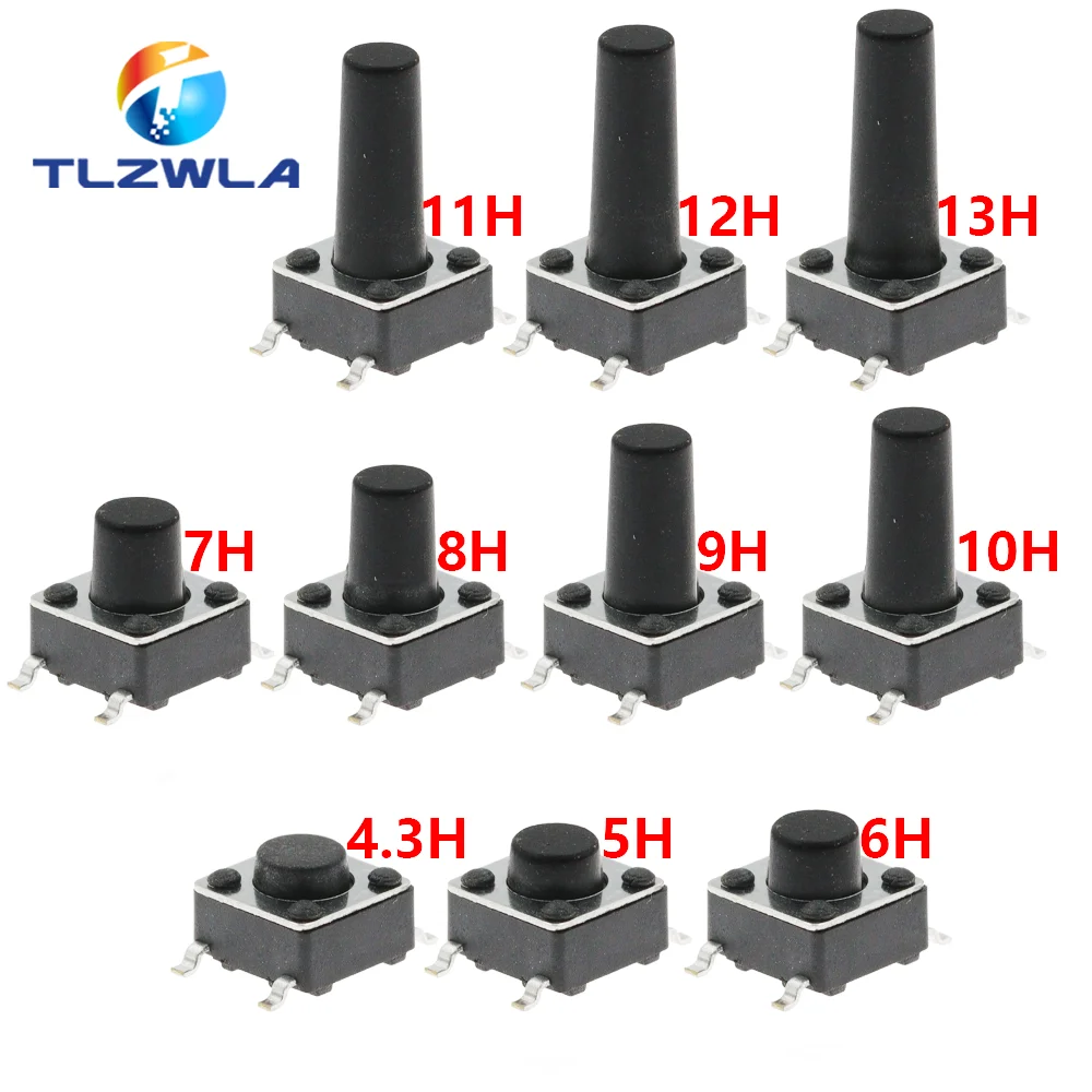 20PCS Tact Push Button Switch 12V Copper 4Pin SMD Micro Switch 6X6X5 4. ...