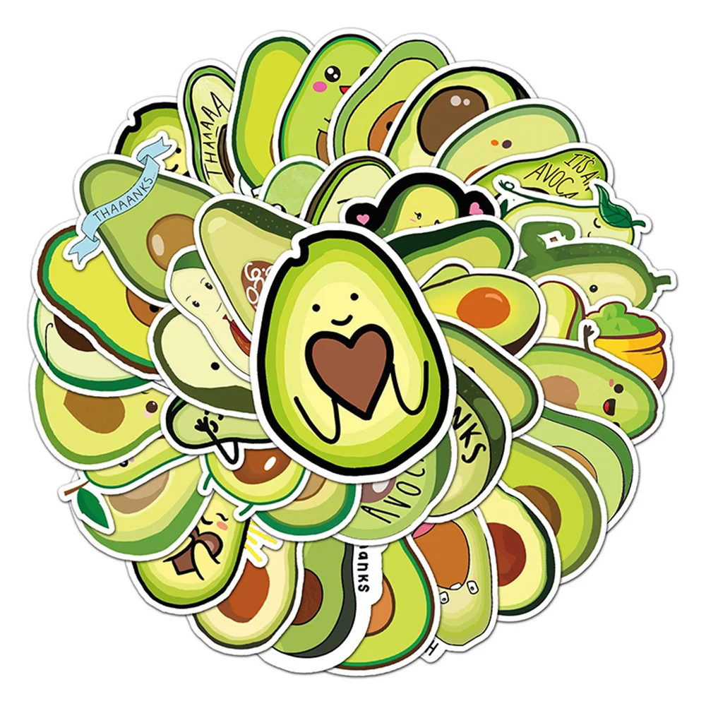 10-30-50PCS-Cartoon-Cute-Green-Avocado-Sticker-for-Kids-Toys-Luggage ...