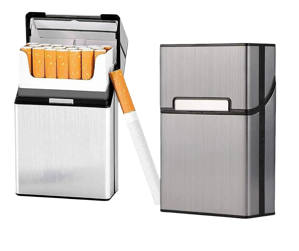 Magnetic Cigarette Case Stylish Aluminum Flip Top Holds 20pcs ...